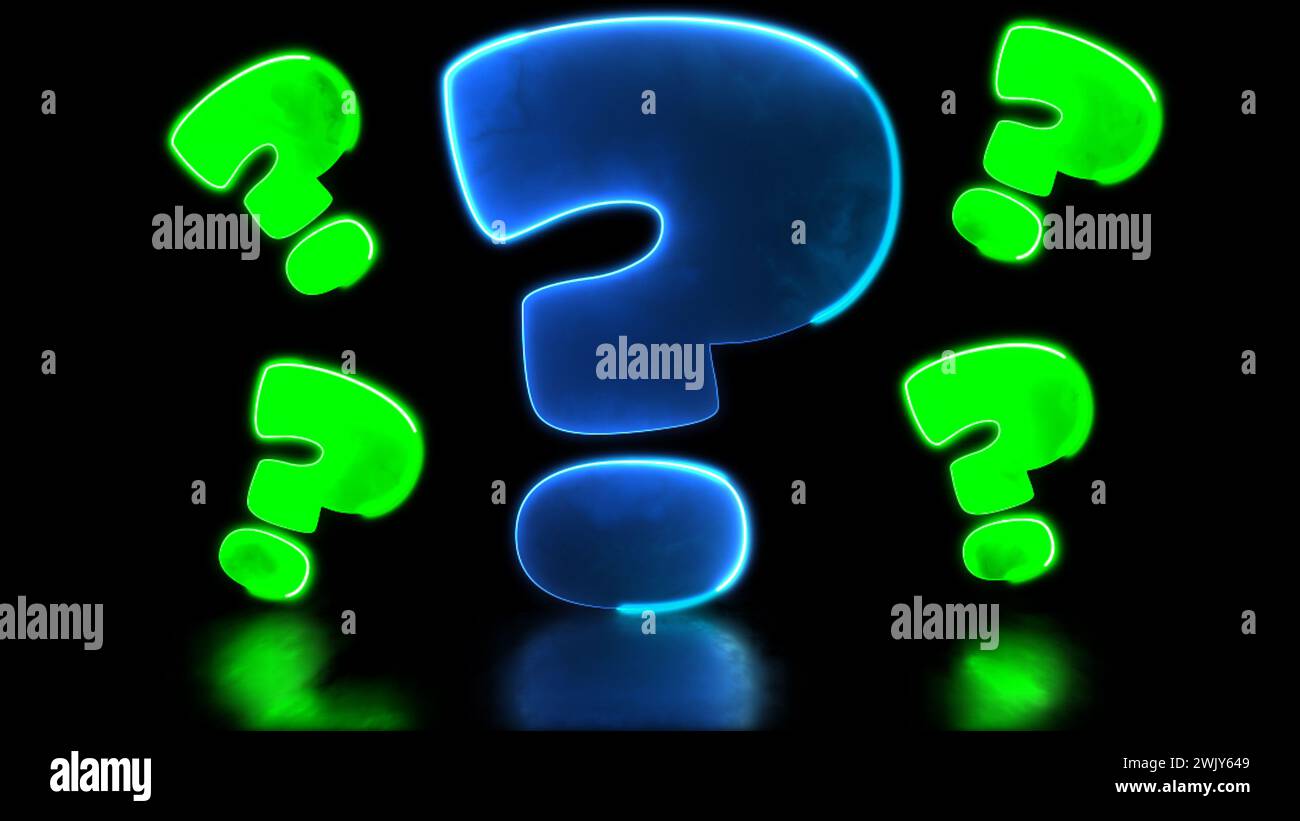 Looping glowing neon effect, question icon, black background Stock ...