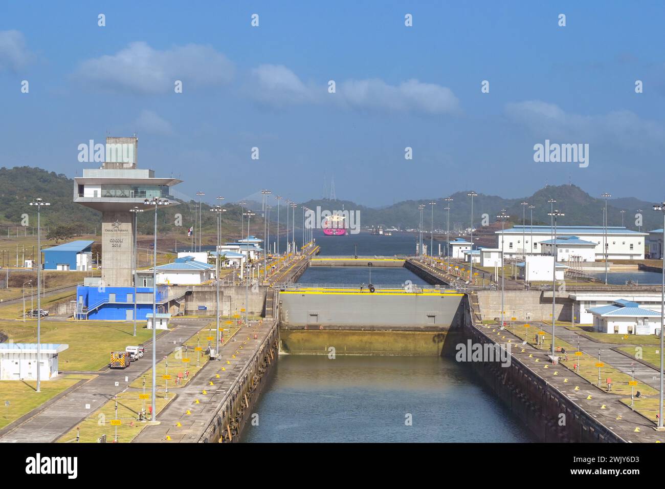 Panama Canal, Panama - 23 January 2024: View from a cruise ship ...