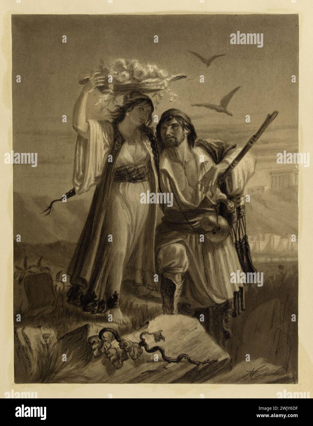Victor Masson (1849-1917). Illustration of "Orientales", XXI. "Lazarra ...