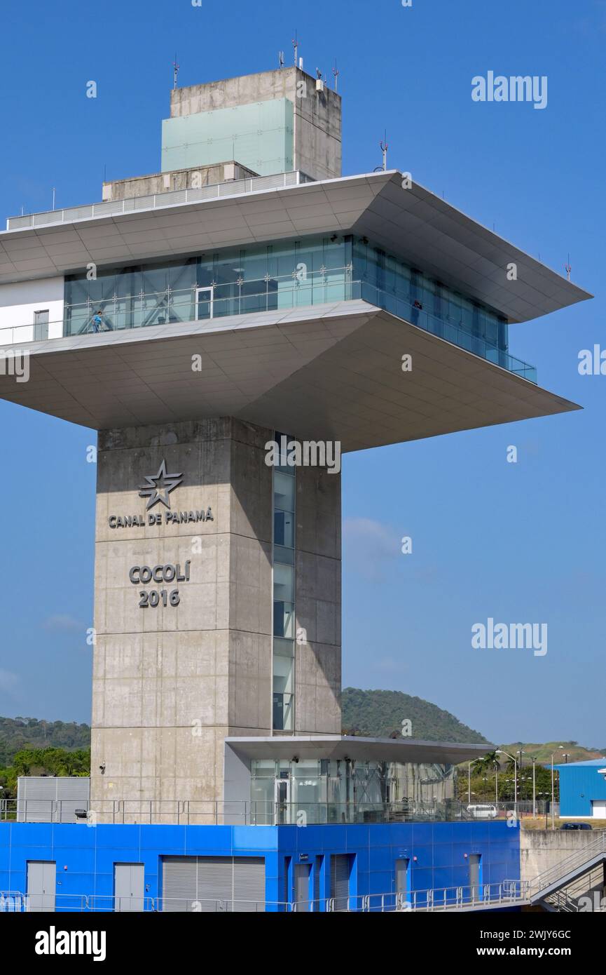 Panama Canal, Panama - 23 January 2024: Close up view of the locks ...