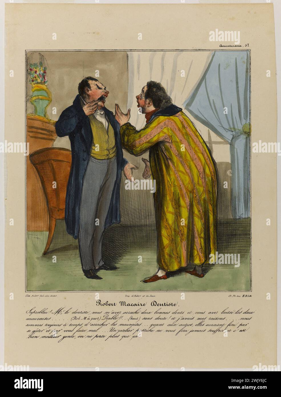 Honoré Daumier (1808-1879). "Robert Macaire dentiste". Colored and ...