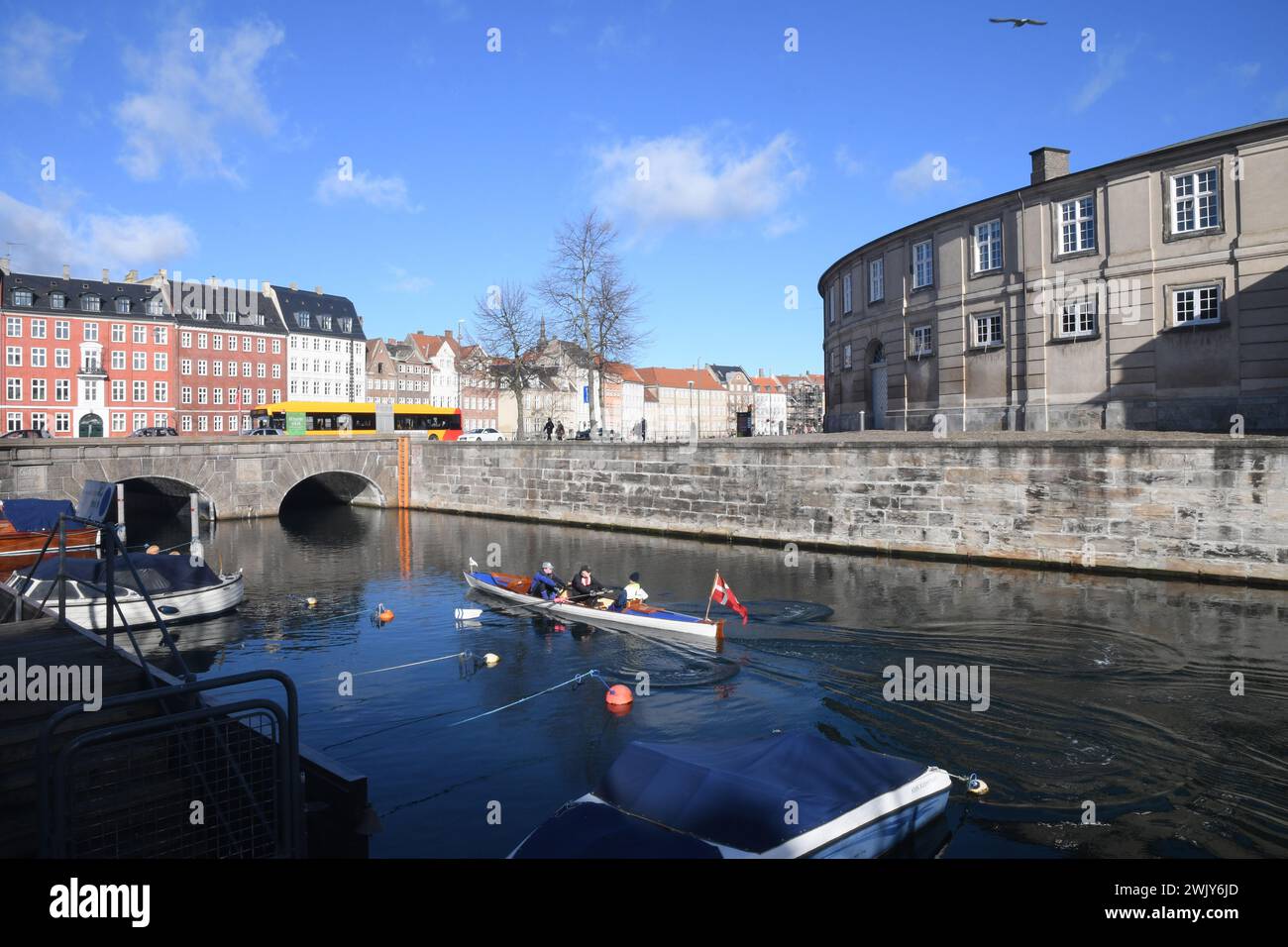 Copenhagen, Denmark /17 February 2024/Stormbroen bridge on holmen canal ...
