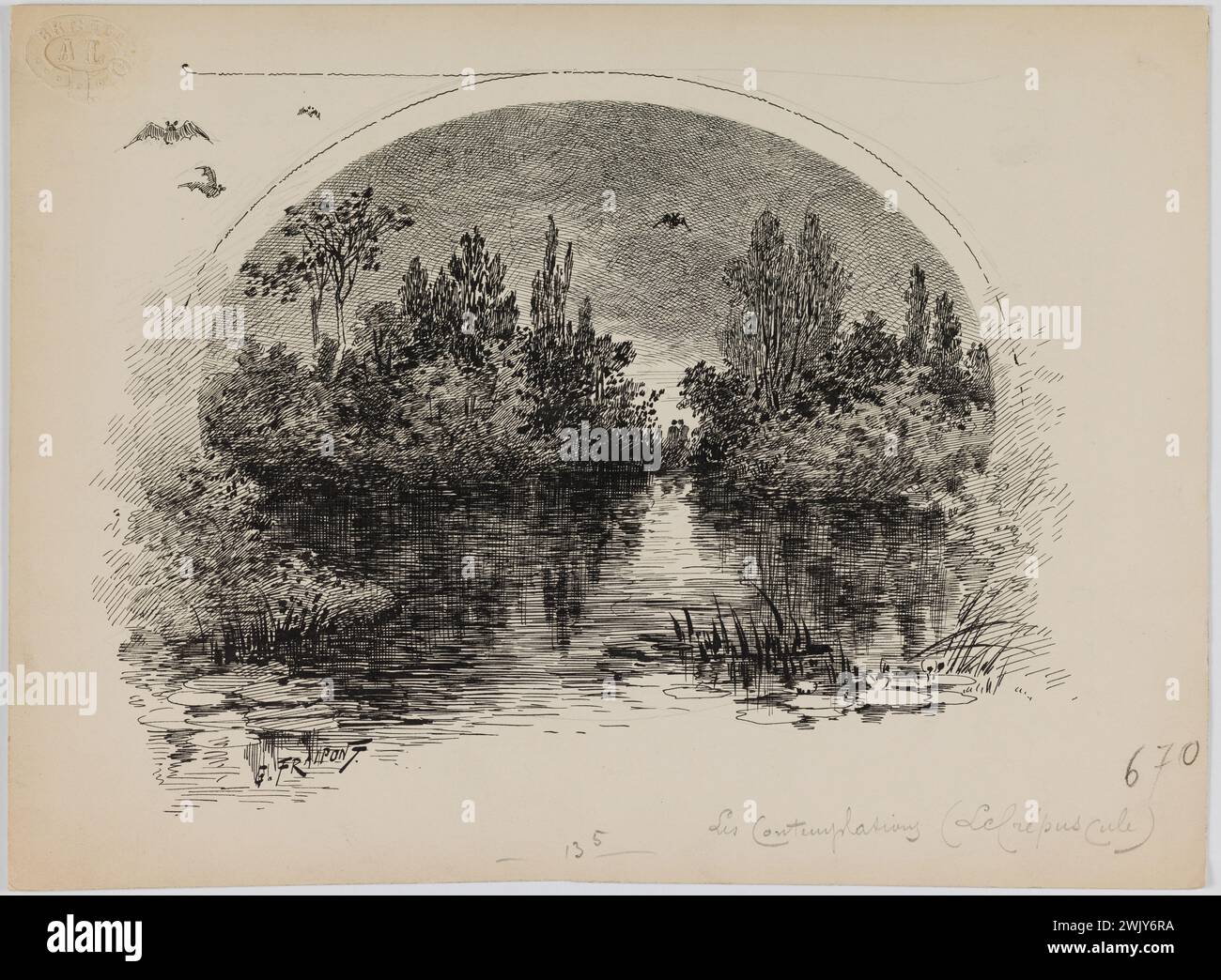 Gustave Fraipont (1849-1923). "Vignette" the twilight "for the chapter ...