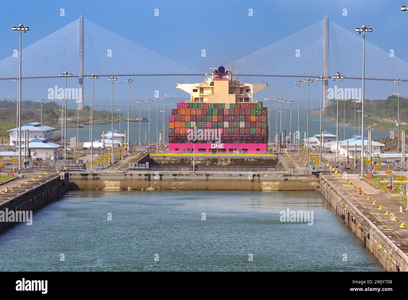 Colon, Panama - 23 January 2024: Agua Clara locks on the Panama canal ...