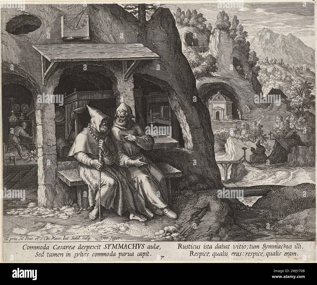 A 19th Century engraving by Johann Sadler of Pope Symmachus who was ...