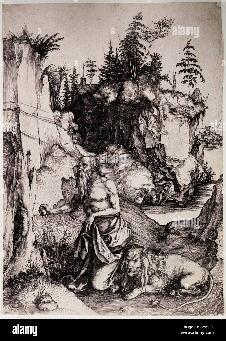 Albrecht Dürer (1471-1528). Saint Jérôme in penance (Bartsch 61). 1496 ...