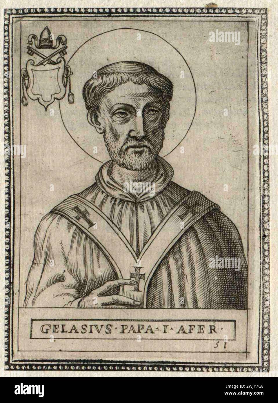 A 15th Century engraving of Pope Gelasius I who was pontiff from AD492 ...