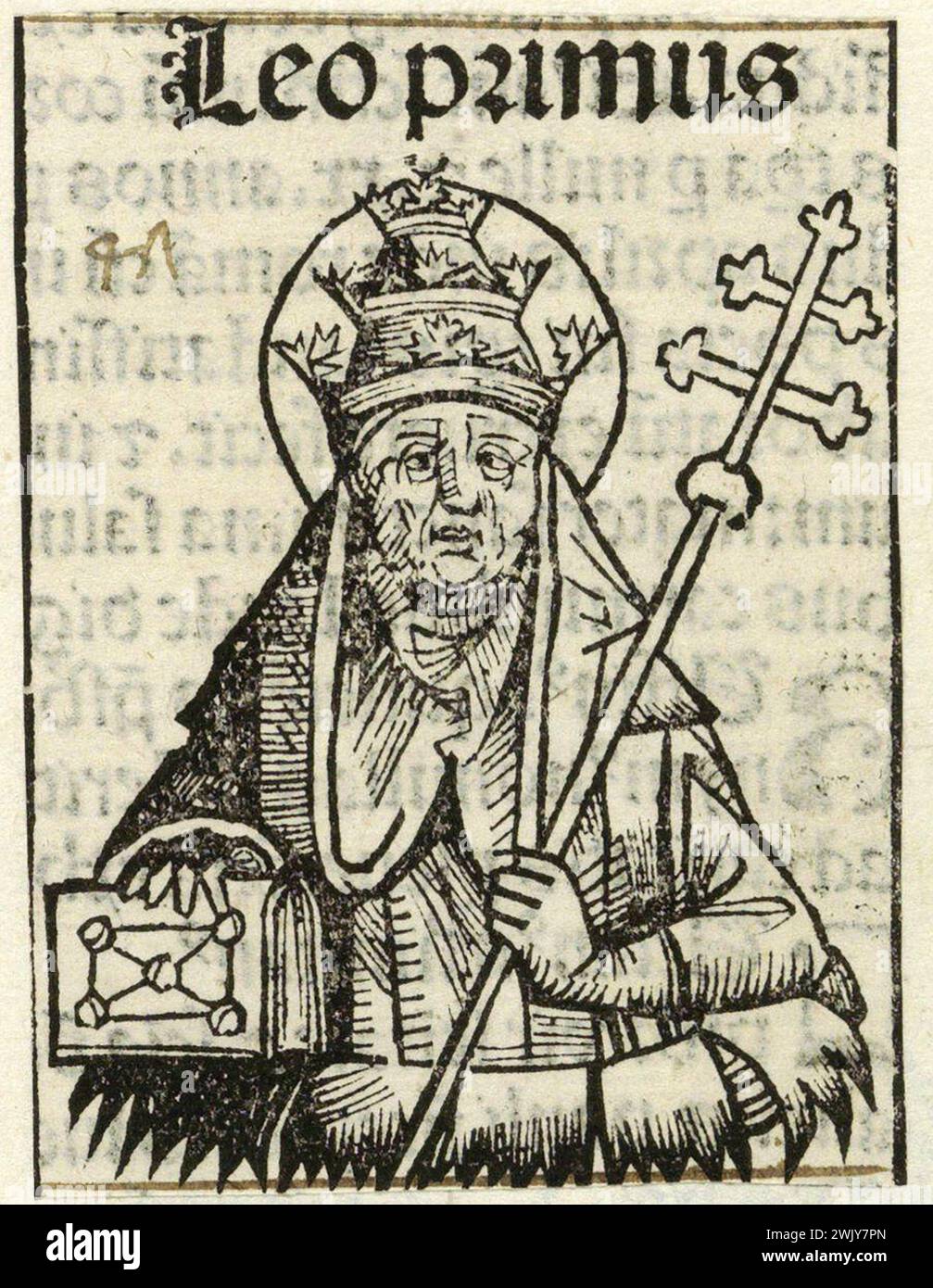 A 15th Century engraving of Pope Leo I, also known as leo the Great ...