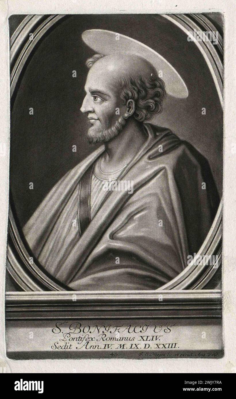 A 16th Century engraving of Pope Boniface I who was pontiff from AD418 ...