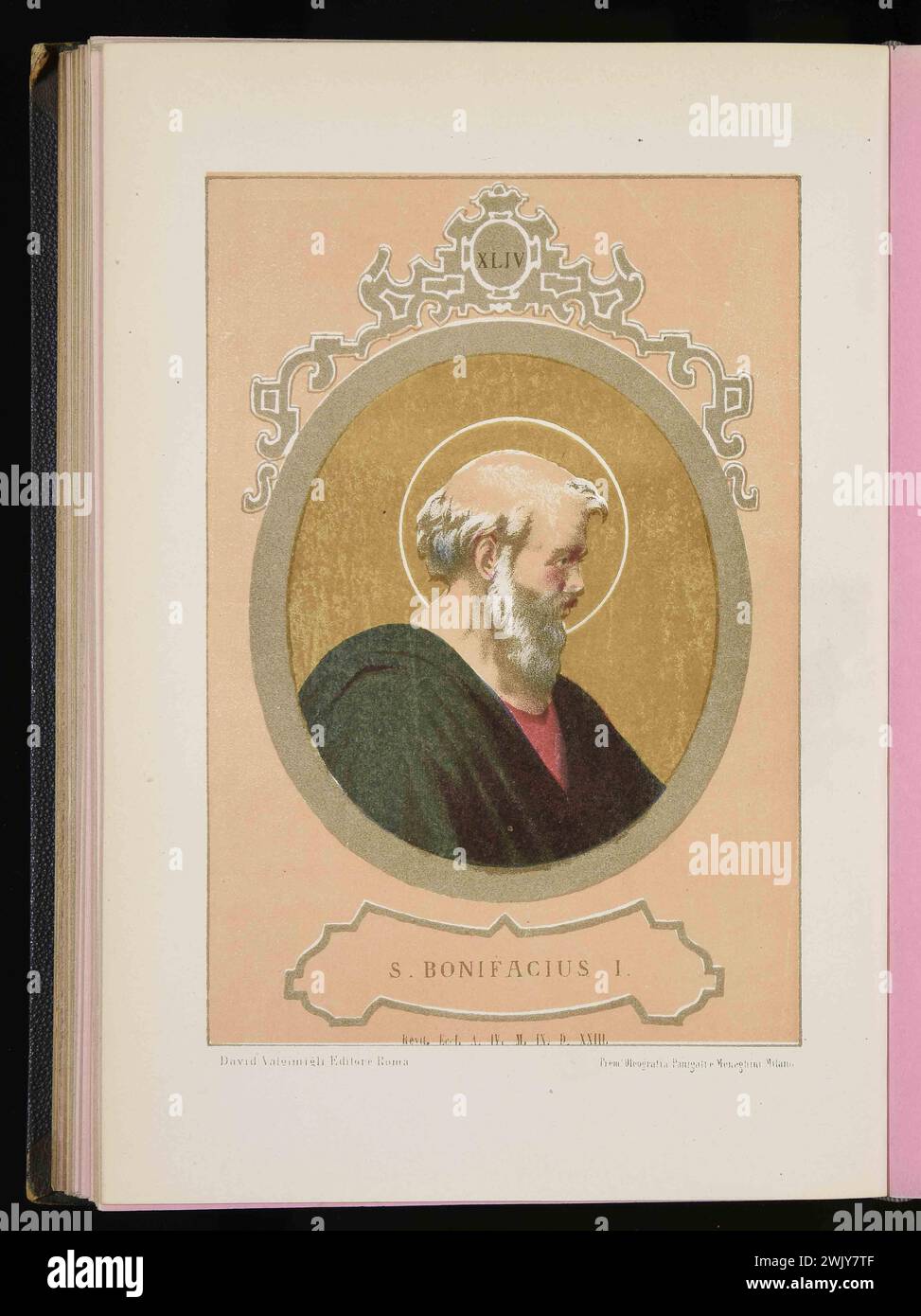 A 1879 Century engraving of Pope Boniface I who was pontiff from AD418 ...