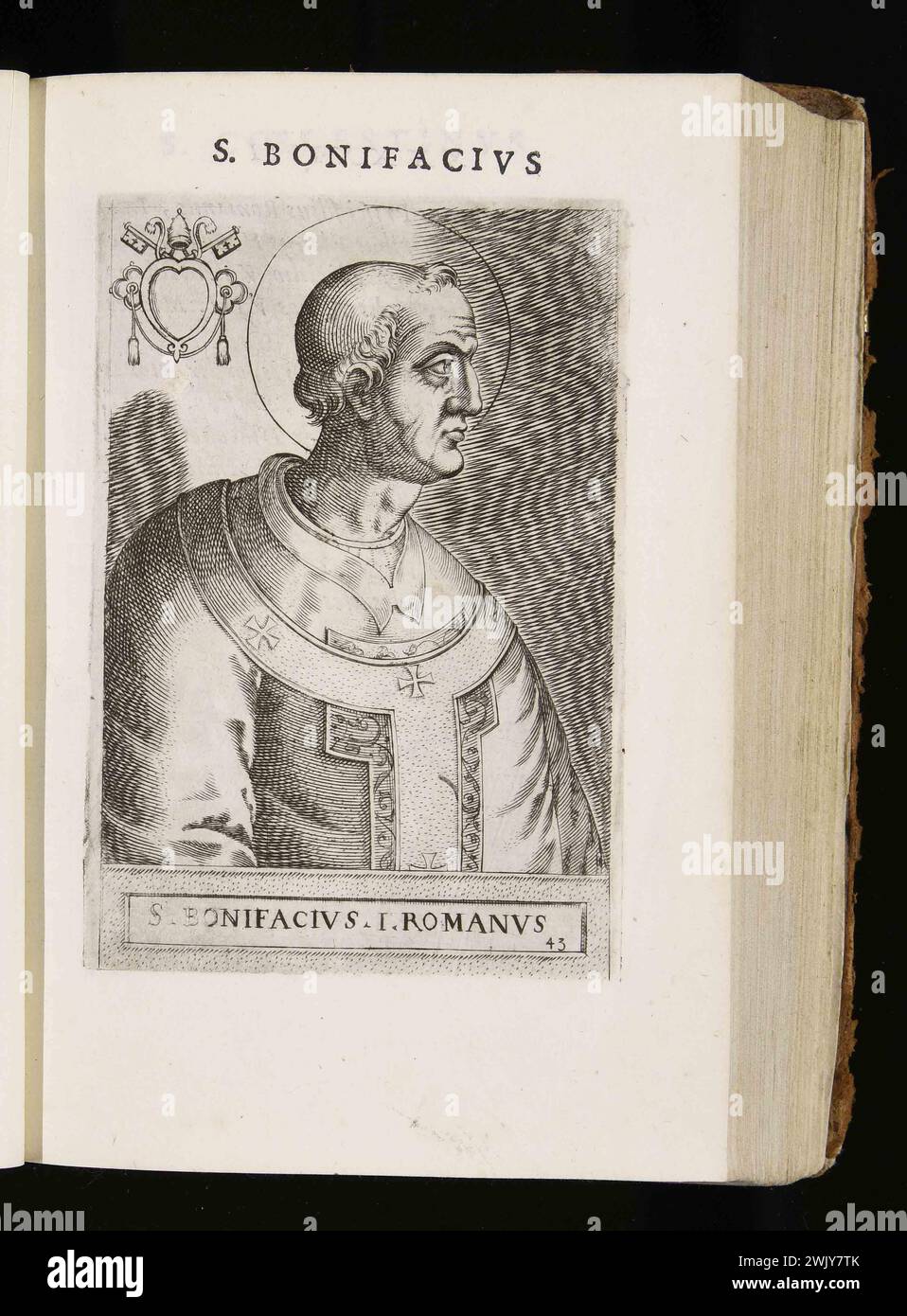 A 1580 engraving of Pope Boniface I who was pontiff from AD418 to AD421 ...