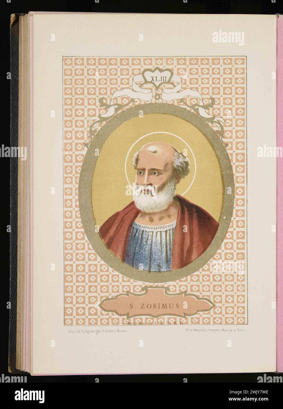 A 1879 Century engraving of Pope Zosimus who was pontiff from AD417 to ...