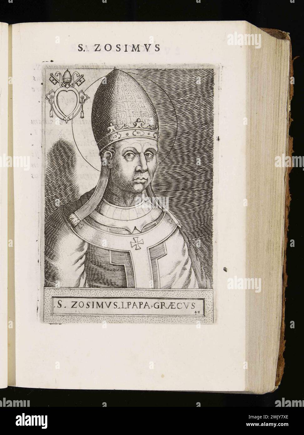 A 1580 engraving of Pope Zosimus who was pontiff from AD417 to AD418 ...