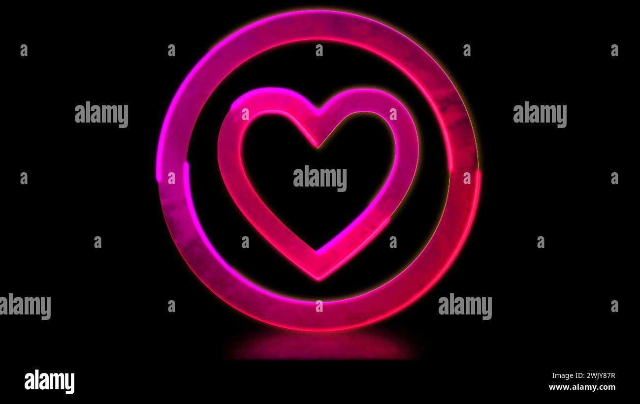 Glowing looping heart shape neon effect, black background Stock Photo ...