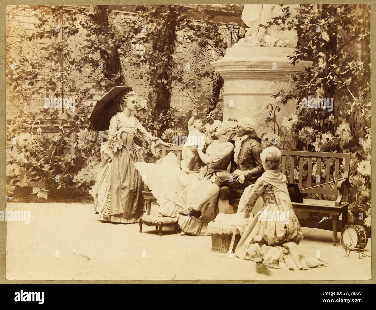 Group of dolls or automata dressed in fashion of the 18th century ...