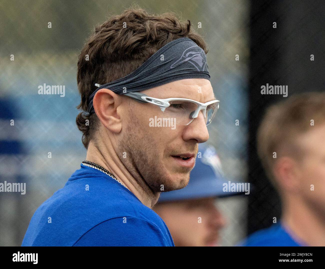 Toronto Blue Jays catcher Danny Jansen keeps an eye on the action in ...