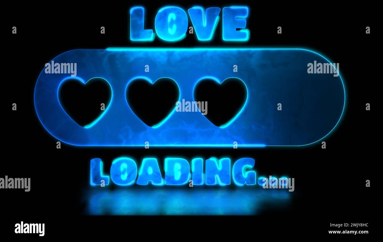 Looping neon glow effect Heart shaped loading icon, black background ...