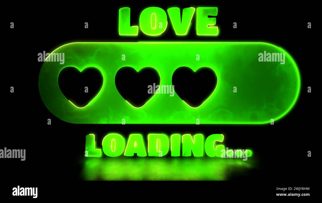 Looping neon glow effect Heart shaped loading icon, black background ...