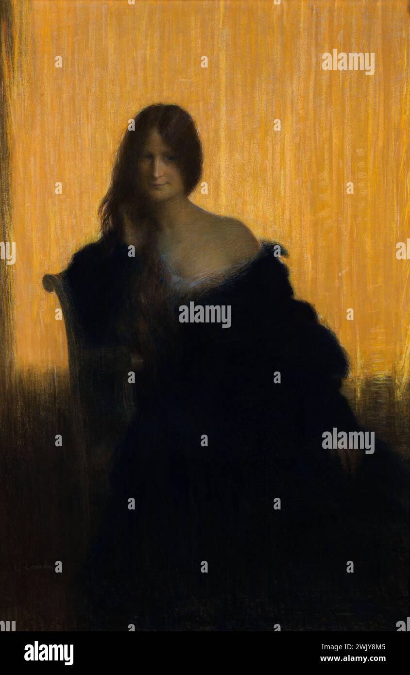 Charles Léandre (1862-1934). "On the golden field". Pastel on canvas ...