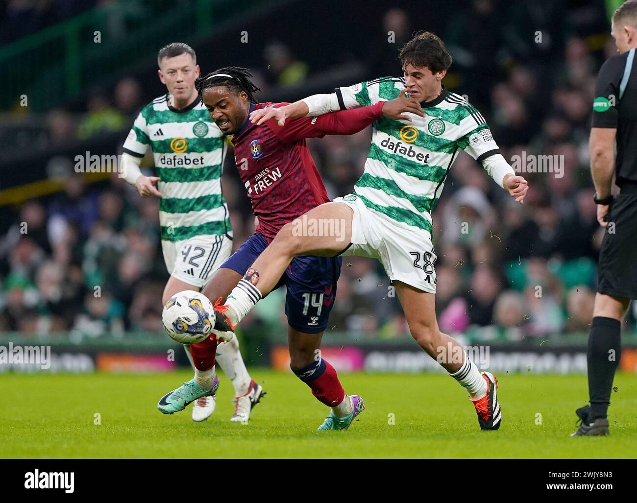 Kilmarnock's James Balagizi (left) and Celtic’s Paulo Bernardo (right ...