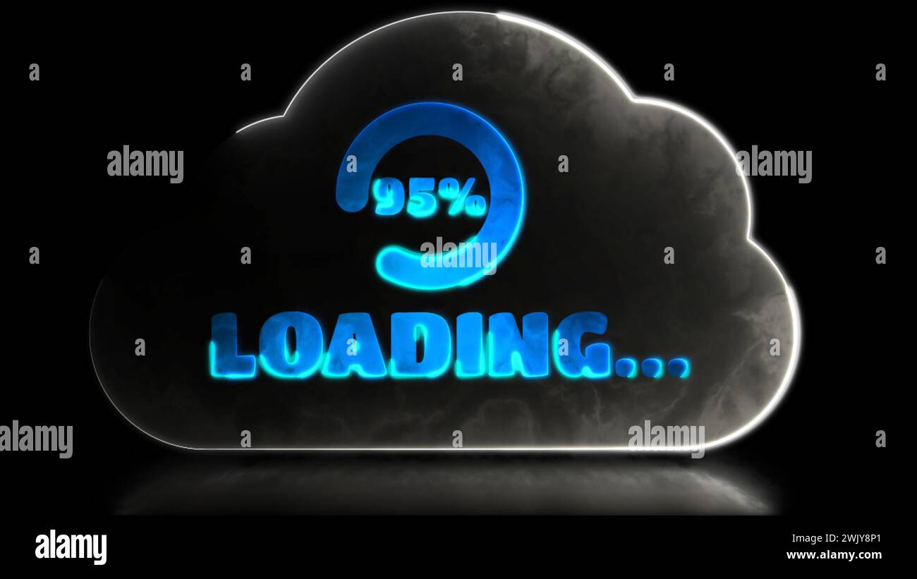 Looping neon glow effect Cloud loading icon, clean energy, black ...