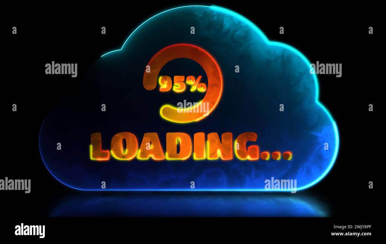 Looping neon glow effect Cloud loading icon, clean energy, black ...