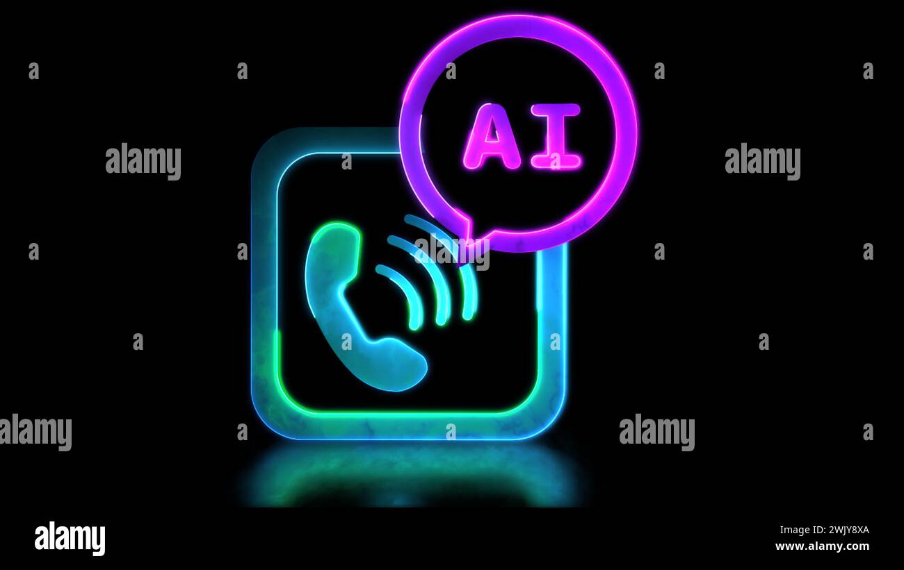 Looping neon glow effect Chat with AI, black background Stock Photo - Alamy