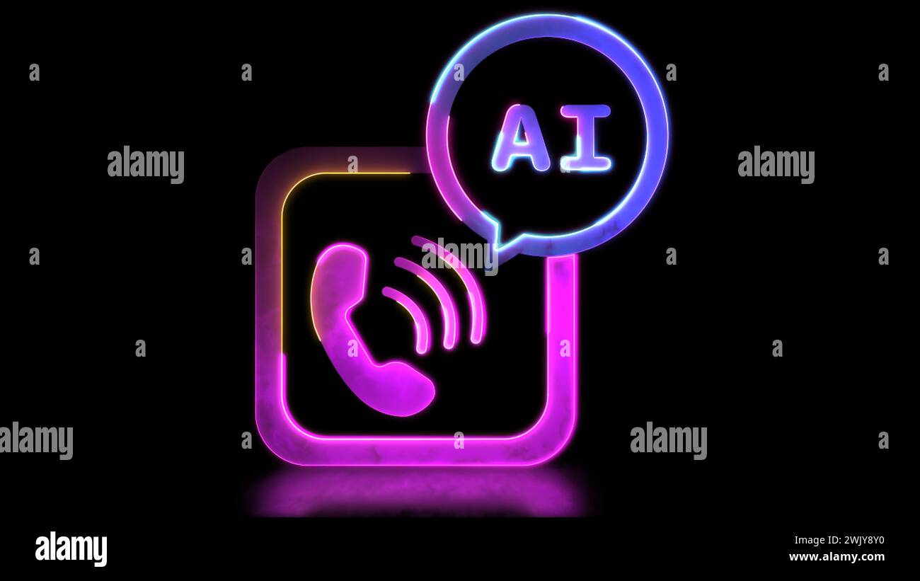 Looping neon glow effect Chat with AI, black background Stock Photo - Alamy