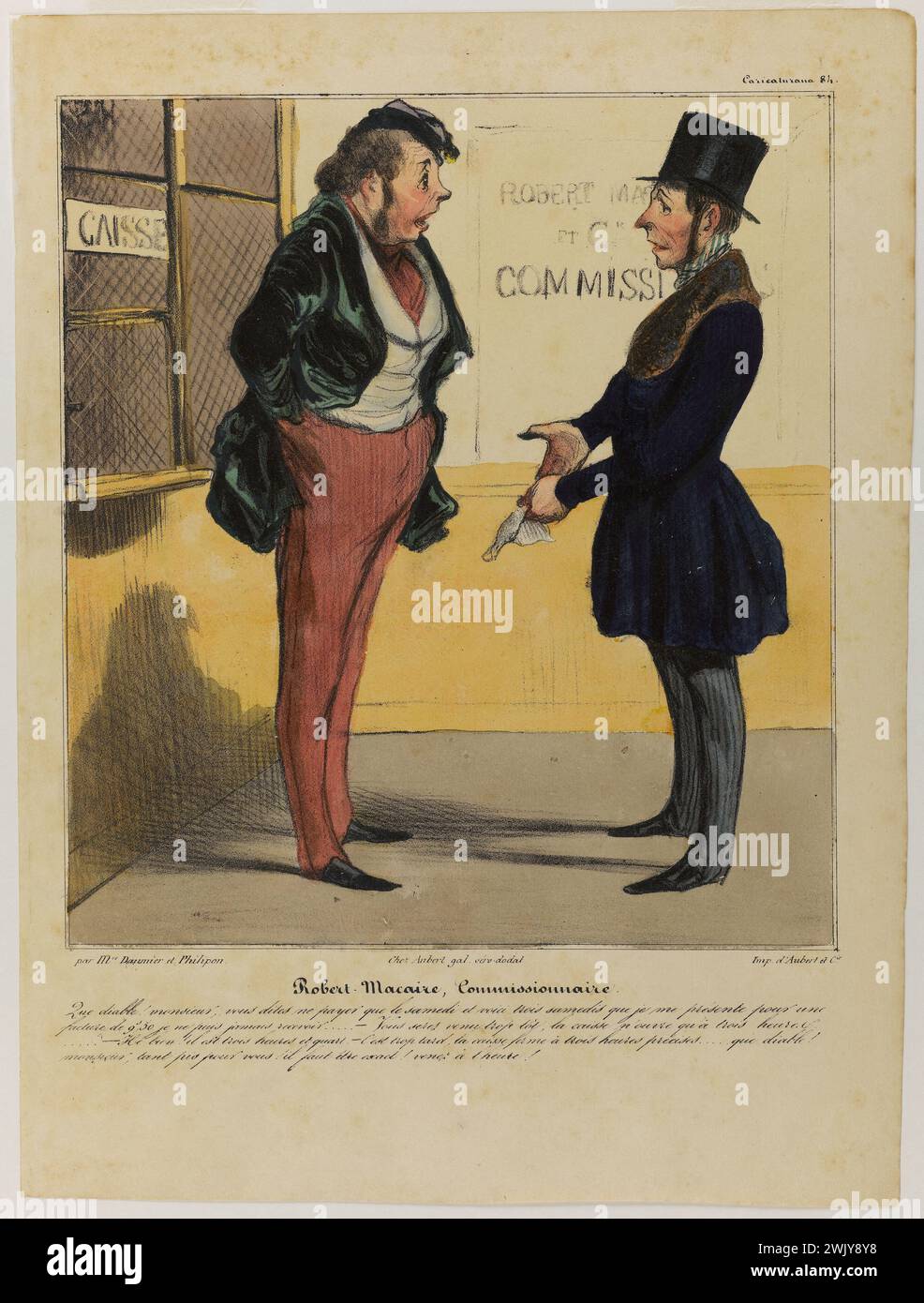 Honoré Daumier (1808-1879). "Robert Macaire, commission agent". Colored ...
