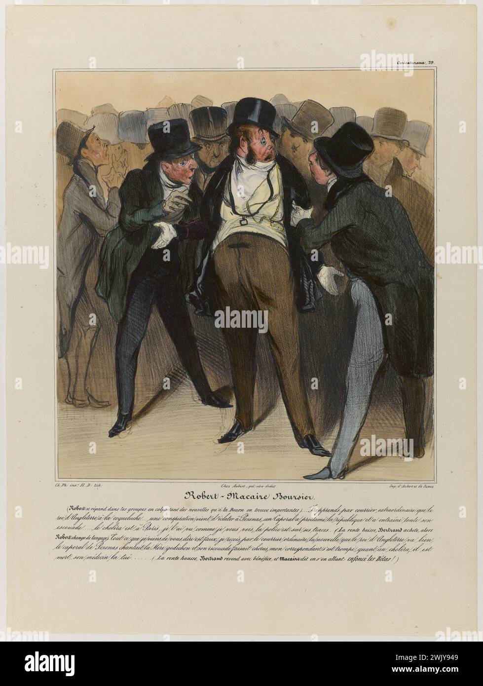 Honoré Daumier (1808-1879). "Robert Macaire Boursier". Colored and ...