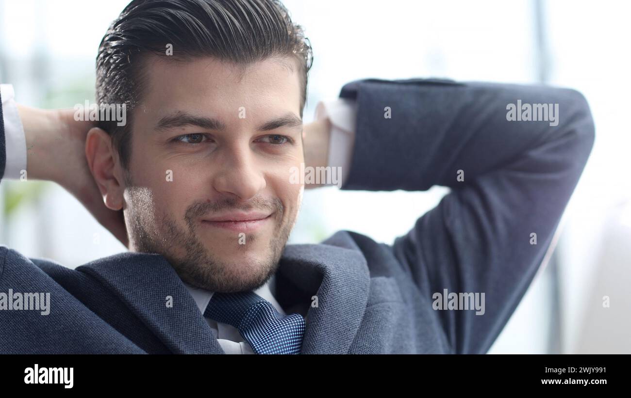 A male businessman takes a close-up rest after work Stock Photo - Alamy