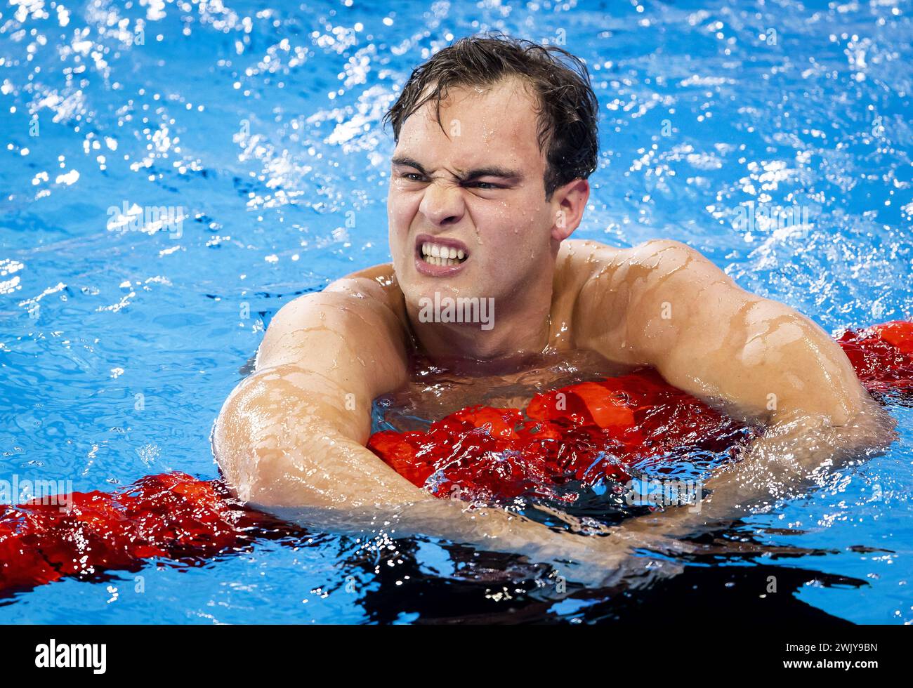 DOHA - Nyls Korstanje after the men's 100 butterfly final during the ...