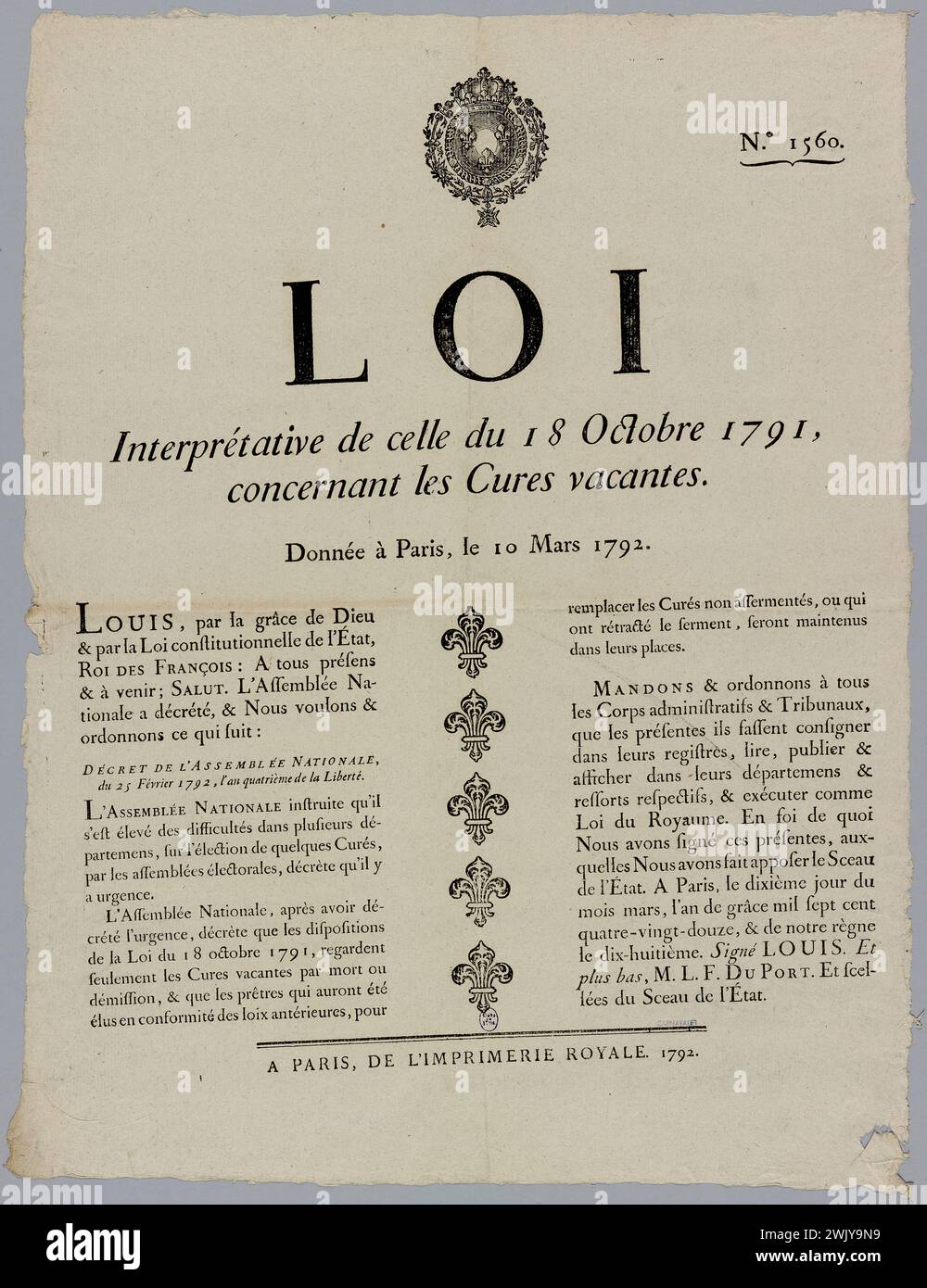 Royal printing, n °. 1560./ Law/ interpretative of that of October 18 ...