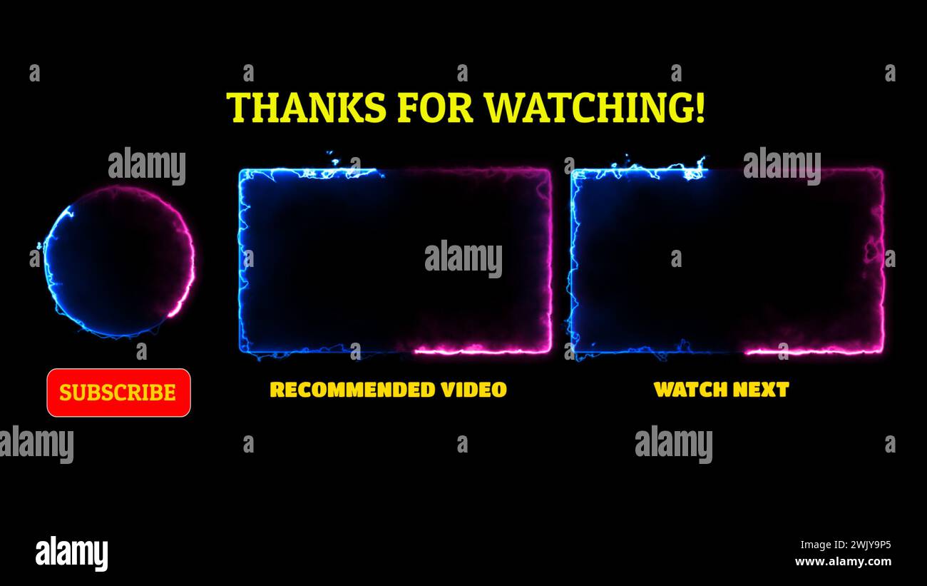 Neon frame effect end screen glowing looping on black background Stock ...
