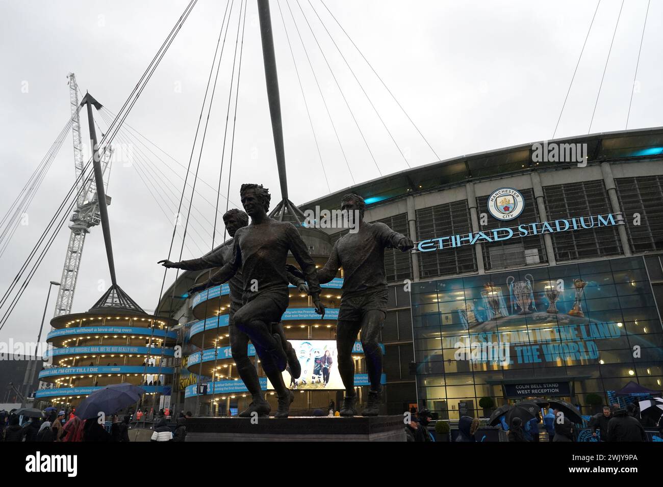 A general view of the statue of Colin Bell, Francis Lee and Mike ...