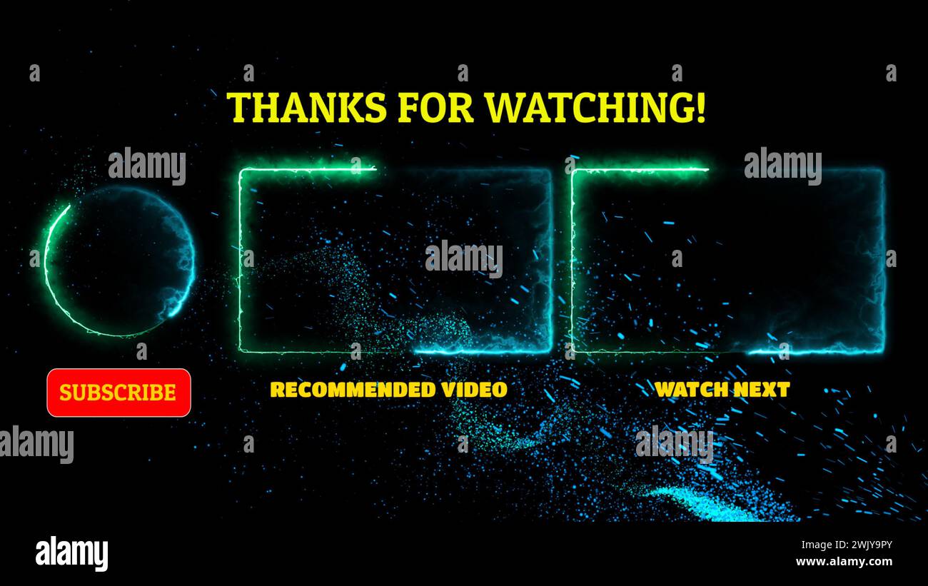 Neon frame effect end screen glowing looping on black background Stock ...