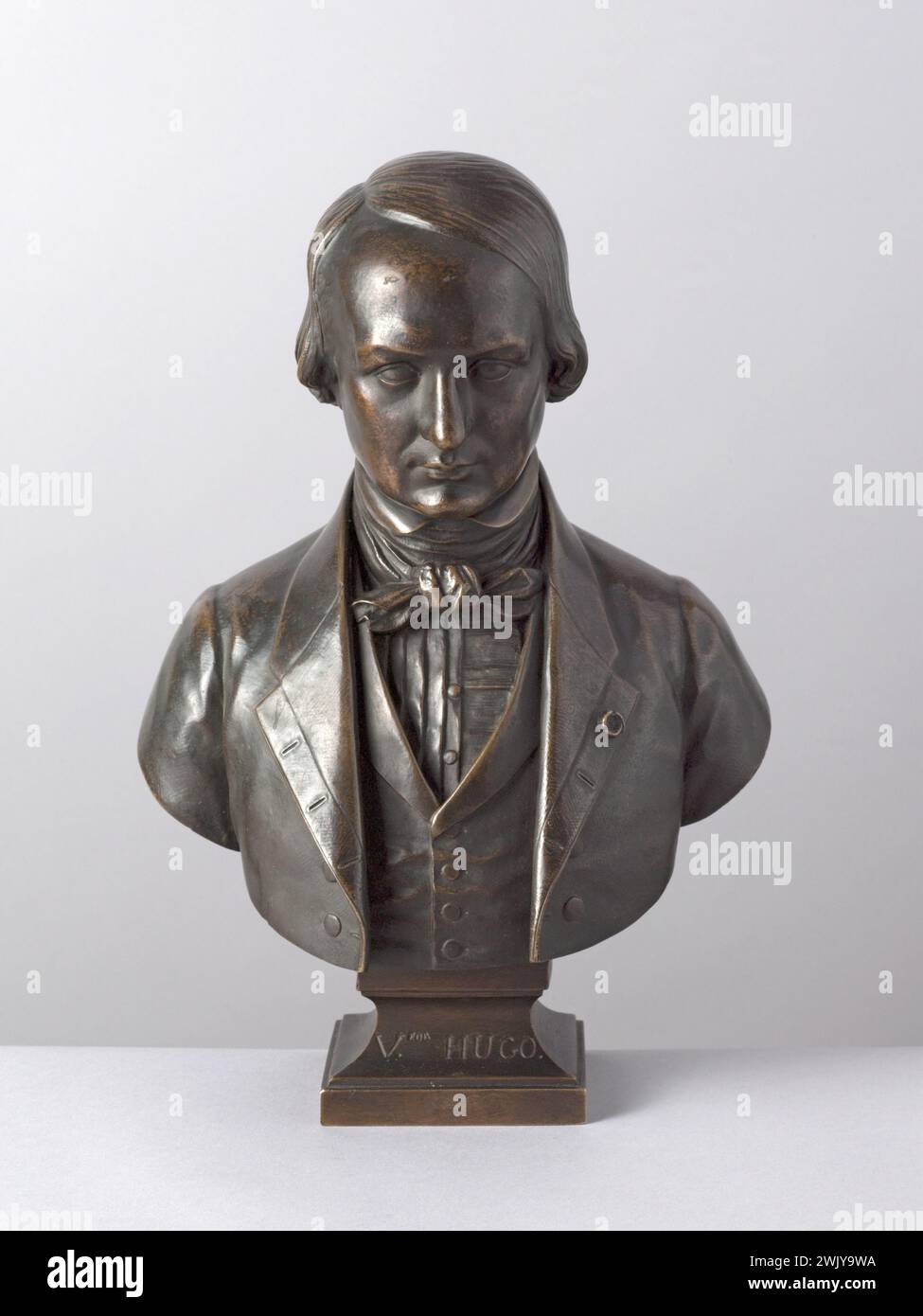 Portrait in bust of Victor Hugo, exhibited at the Salon of 1833. Bronze ...
