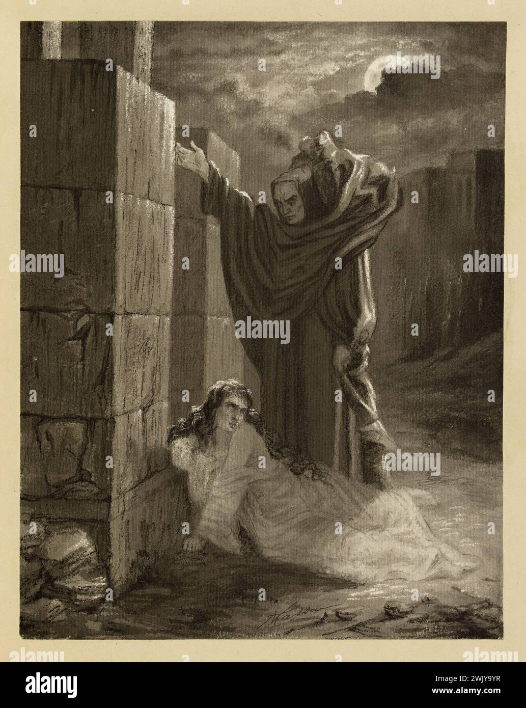 Victor Masson (1849-1917). Illustration of "Notre Dame de Paris, Book ...