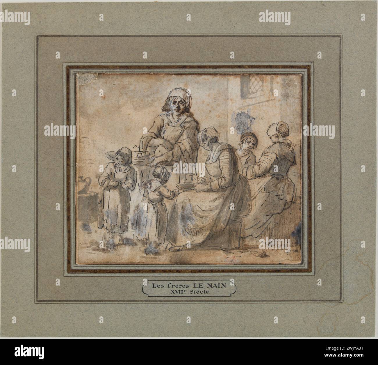 Antoine L'Aîné Le Nain (1600/1610-1648). "Village scene with six ...