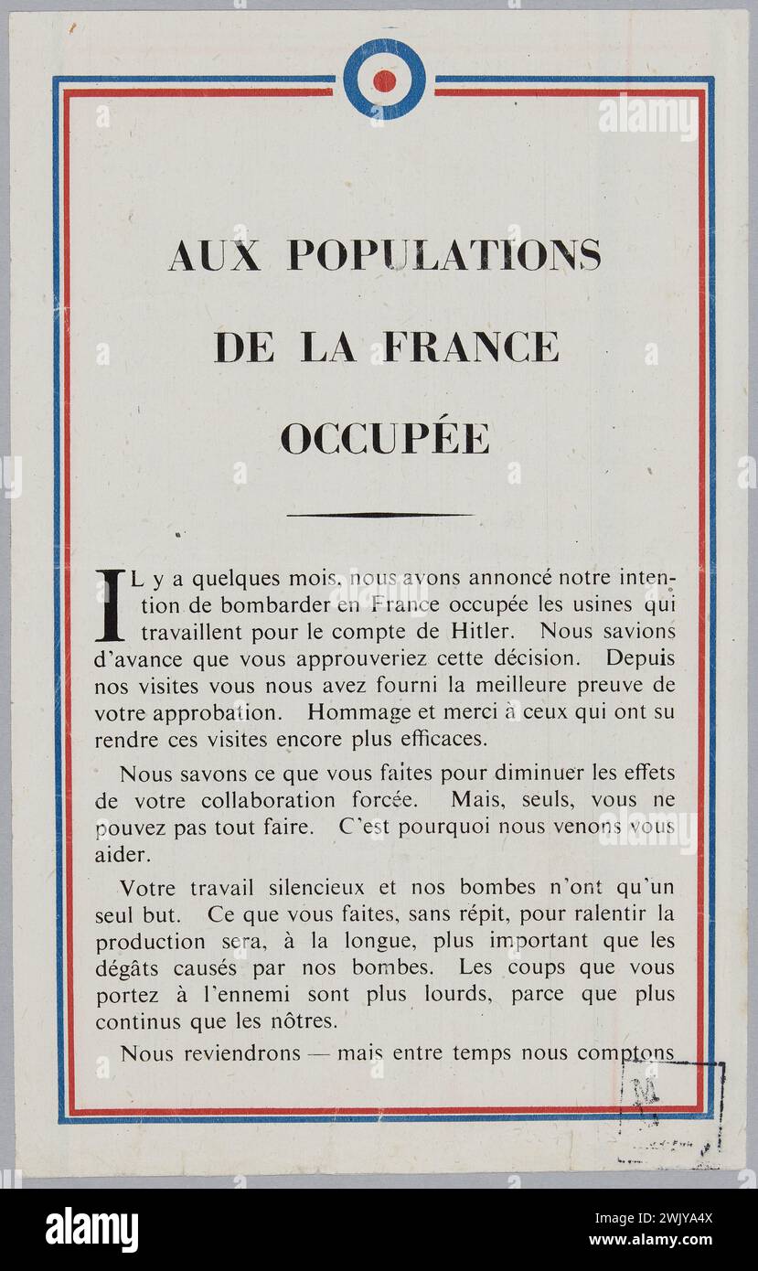 Anonymous (n. - d.), Leaflet to the populations of occupied France ...