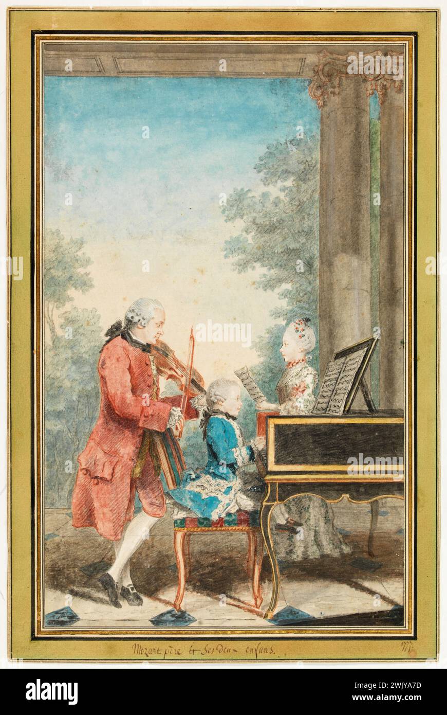 Carmontelle. "Mozart father and his two children, 1777". EN1777-1777 ...