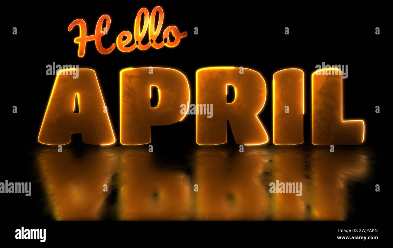 Glowing looping April word neon frame effect, black background Stock ...