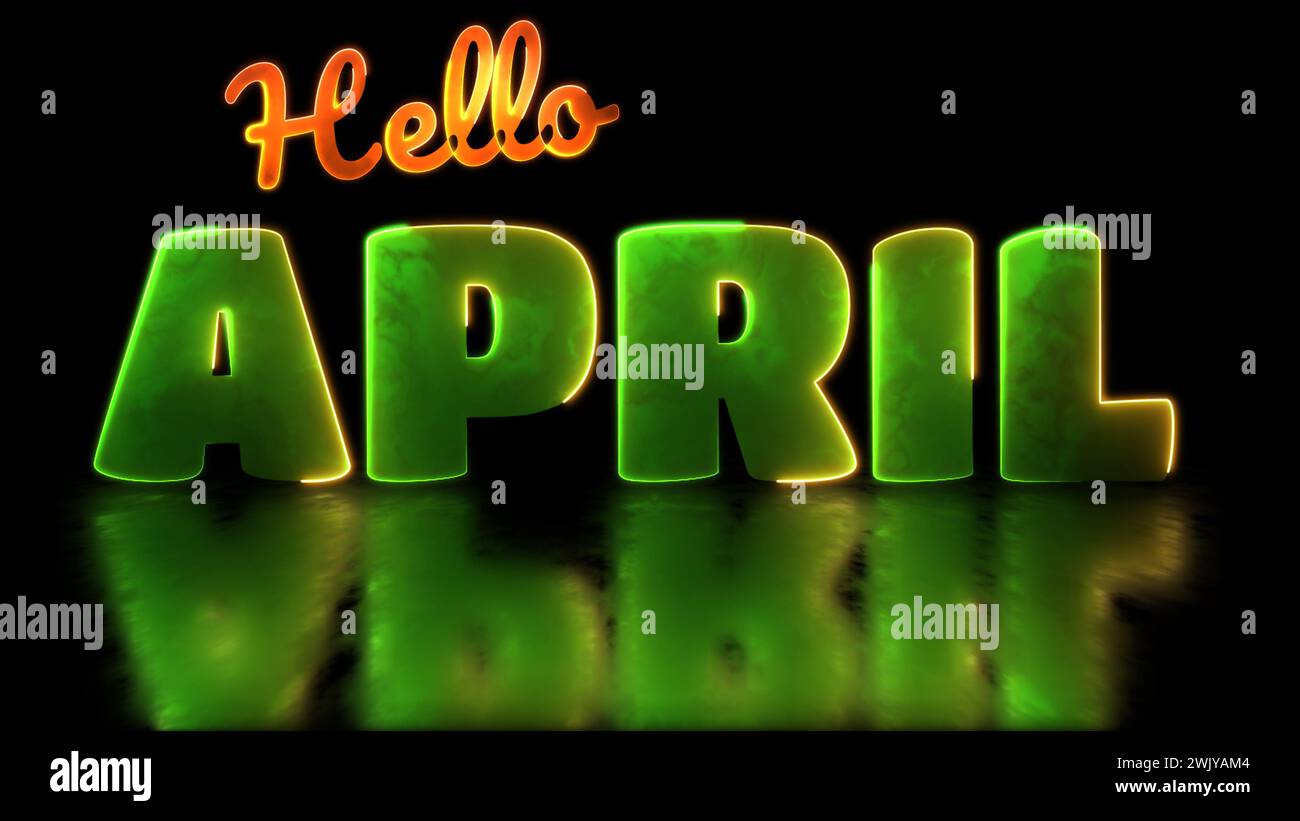 Glowing looping April word neon frame effect, black background Stock ...