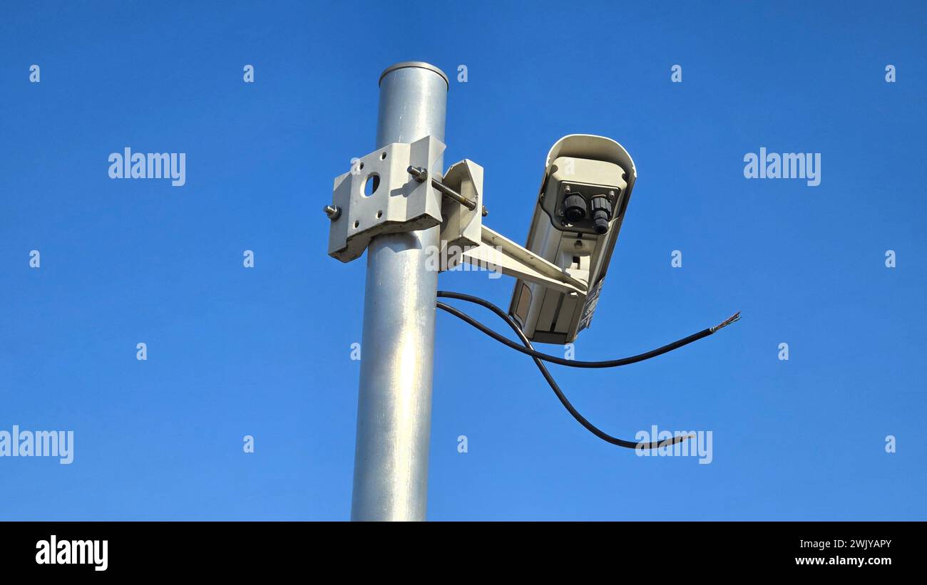 Newly installed large white old style closed circuit TV CCTV ...