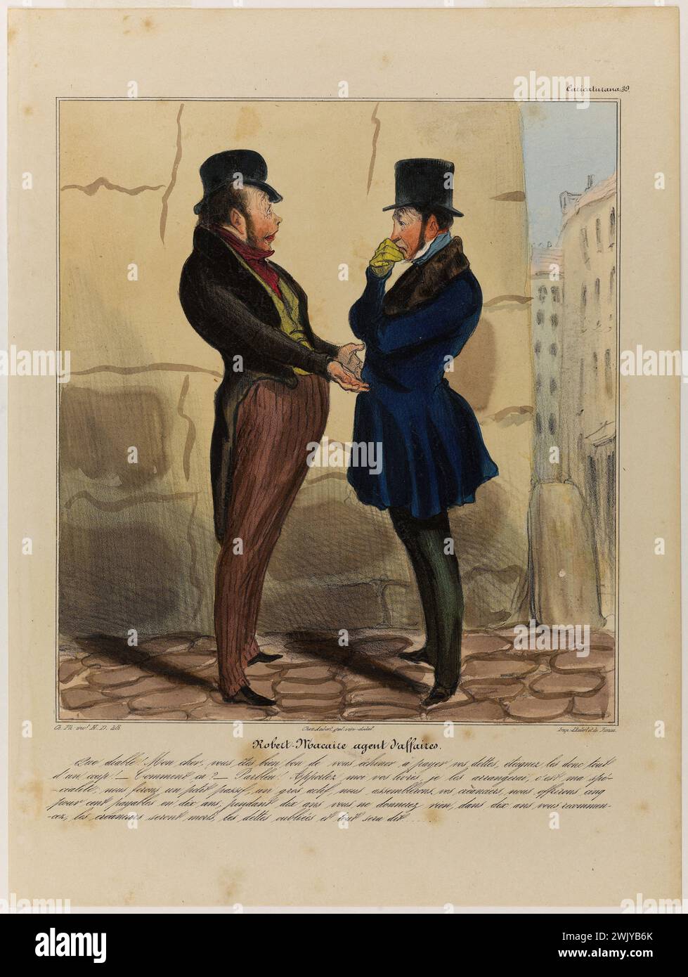Honoré Daumier (1808-1879). "Robert Macaire business agent". Colored and erased lithography ...