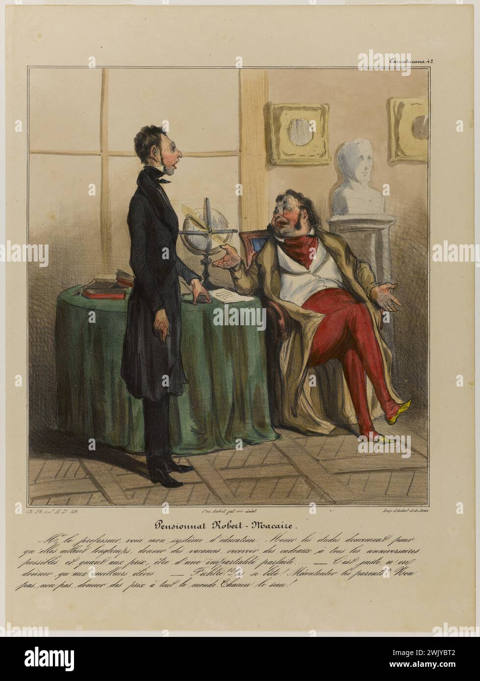 Honoré Daumier (1808-1879). "Robert Macaire boarding school". Colored and erased lithography ...