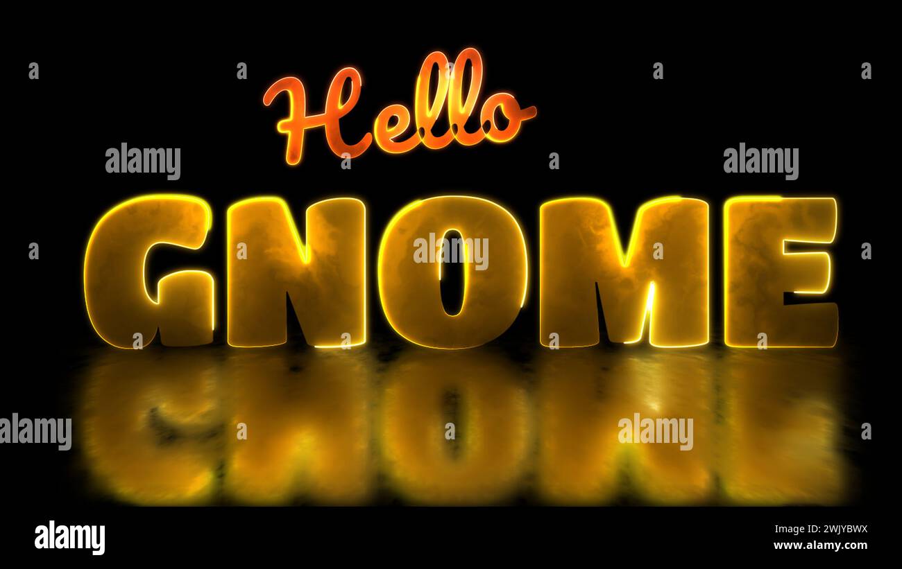 Glowing looping Gnome word neon frame effect, black background Stock ...