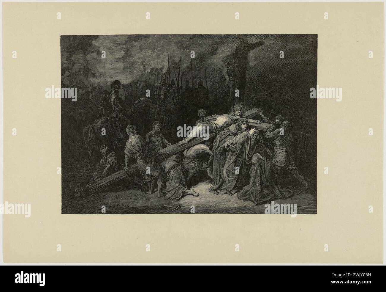 Gustave Doré (1832-1883). "The erection of the cross. IFF 162". Bois ...