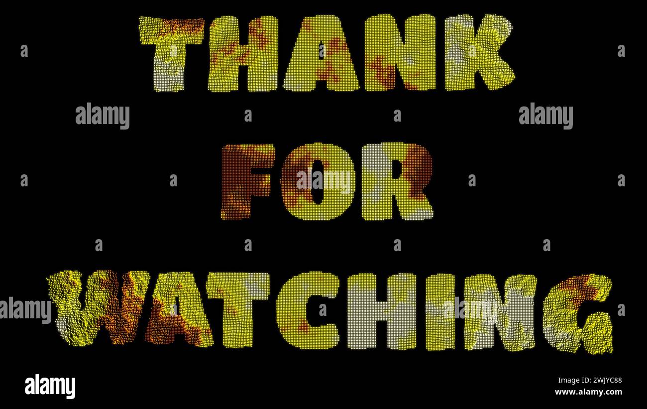 Thank for watching word letter effect scattered swirling, black ...