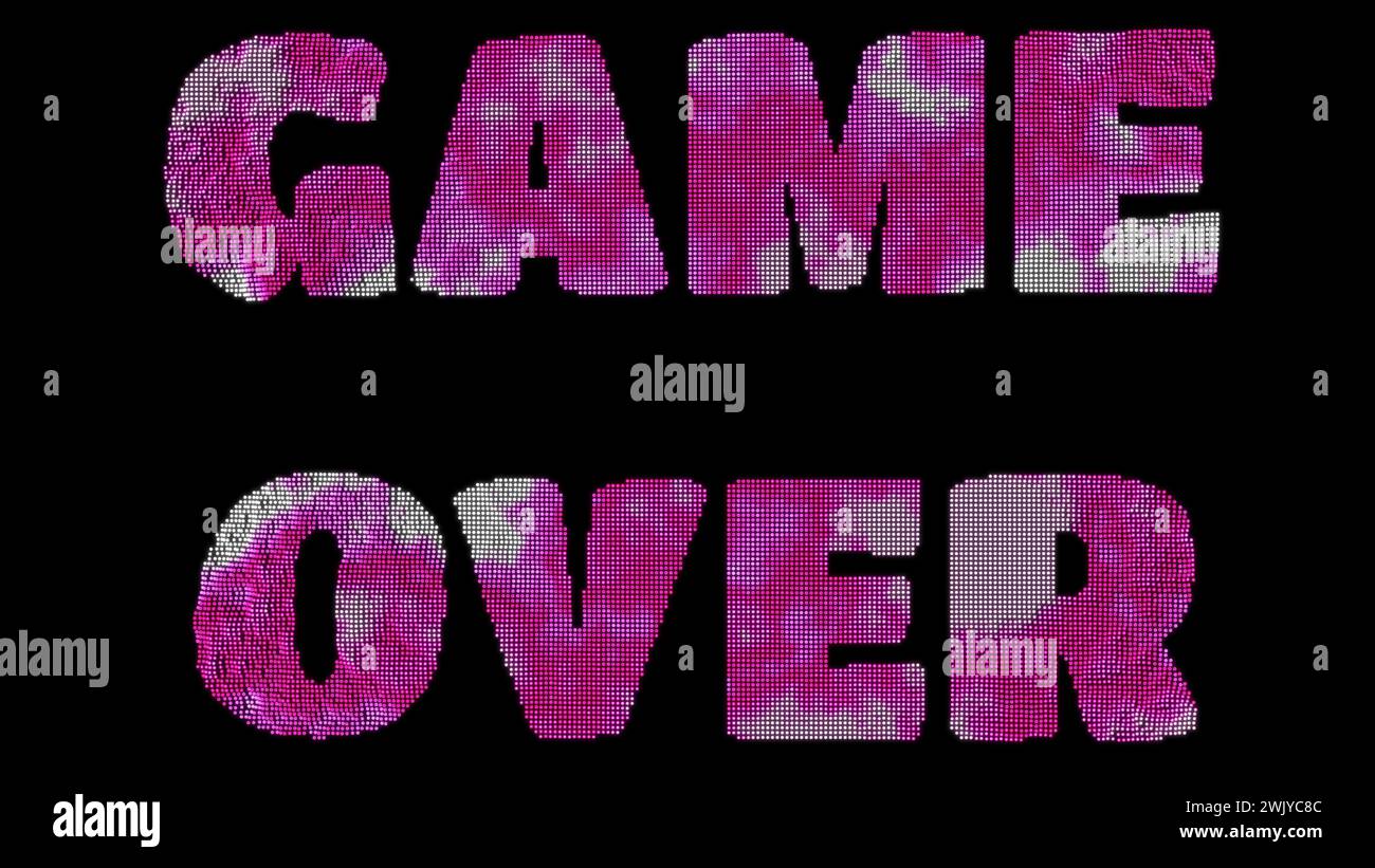 Game over word letter effect scattered swirling, black background Stock ...